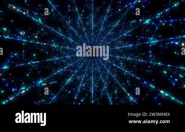 Seamless Digital Abstract Tunnel Made Of Flickering Dots And Lines Blue White Colors Looped 3d