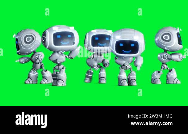 White smiling toy robot animation. Phisical motion blur. Realistic ...