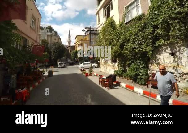 ISTANBUL, TURKEY - SUMMER 2017: Ancient narrow street in central ...