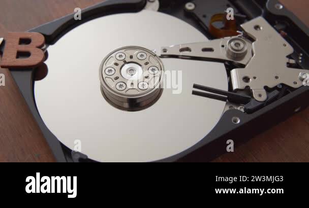 Inscription "Backup" on a internals of a 3.5-inch PC hard disk drive ...