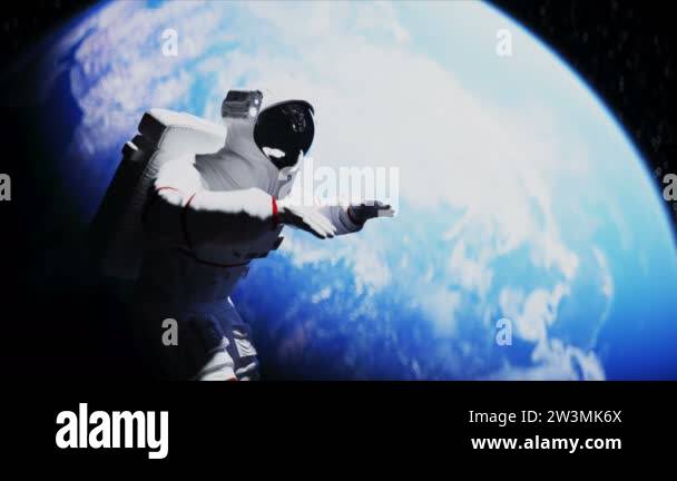 Astronaut levitation in space. Realistic 4k animation Stock Video ...