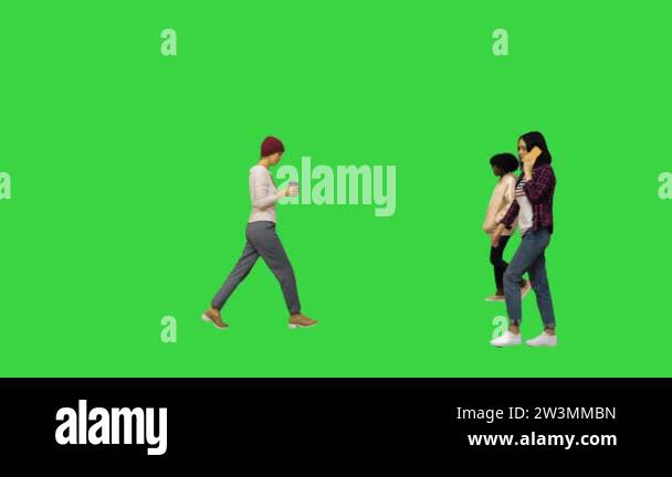 People walking in the streets, passing by Urban life concept on a Green ...