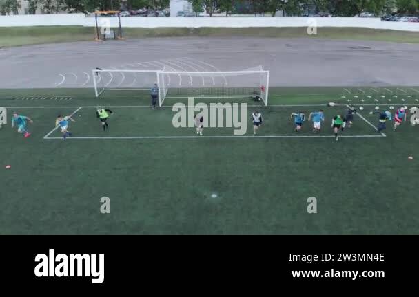 Misk, Belarus - August 15, 2020: Birds-eye view of the training of ...