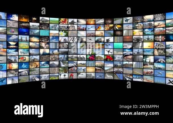 Wall of screens, many images - great for topics like broadcasting tv ...