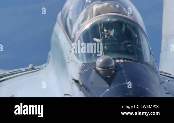 Fighter jet pilot in flight. Close view of MiG 29 Fulcrum. 4K UltraHD ...