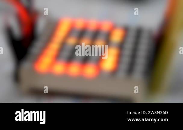 Blurred background. LED Strip Light, Numbers and letters on the LED ...