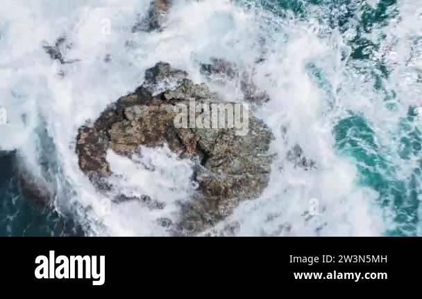 4K background aerial footage of the scenic deep green ocean waves and ...