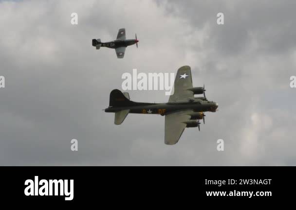 US Airforce Bomb Airplane of World War II in an Airshow Flight with a ...