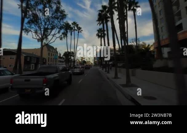 Long Beach California USA- January 2020. Driving thru streets of ...