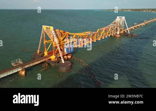 Rameshwaram, India - Circa December 2019. View of Pamban bridge in ...