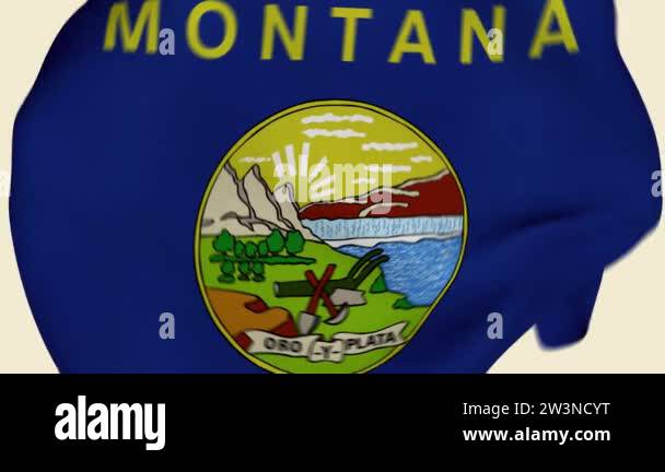 Montana State USA Crumpled Fabric Flag Intro. USA Flag. State of ...