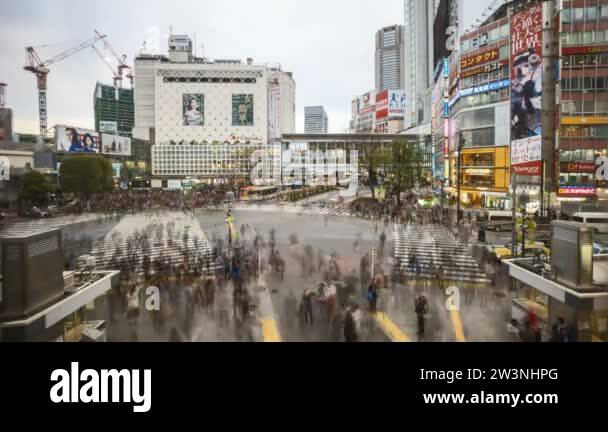 Shibuya Crossing, Tokyo, one of the busiest road intersection in the ...