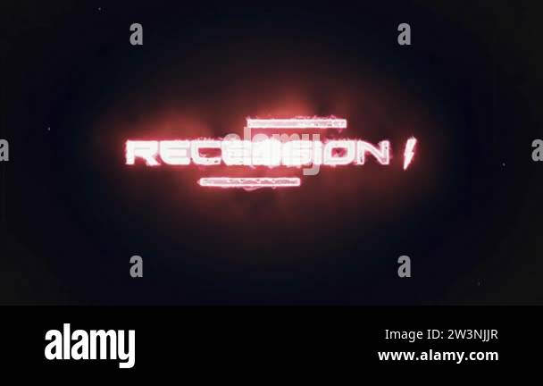 Recession Looped infinite text animation with magic fire burn effect ...