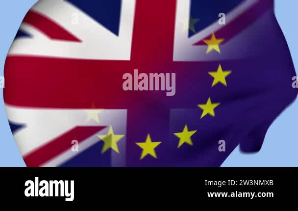 United Kingdom and European Union Crumpled Fabric Flag Intro. United ...