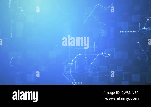 Seamless looping blue digital power grid glowing particles motion ...