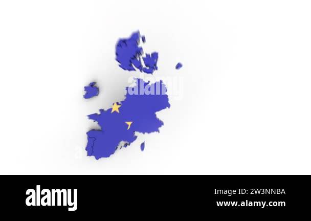 Map of European Union with flag, top view. Formed by individual regions ...