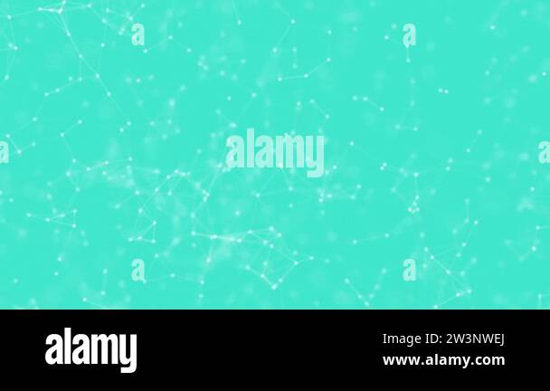Animated bright turquoise blue abstract plexus background with floating ...