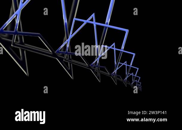 Dynamic animated background with rotating triangles and geometric patterns of blue lines on a ...