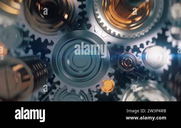 Cogwheel mechanism rotating relentlessly, durable machine gears ...