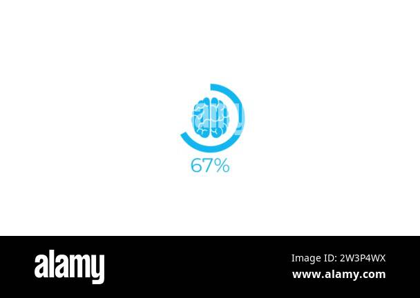 Animation of brain icon popup in circular progress bar. Isolated on ...