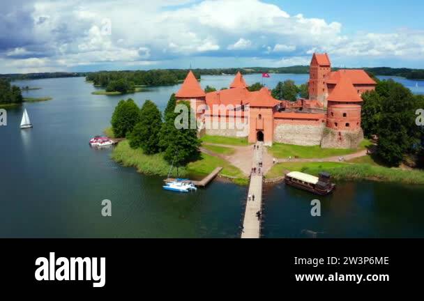 Trakai castle: medieval gothic Island castle, located in Galve lake ...