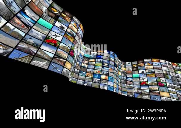 Wall of screens, many images - great for topics like broadcasting tv ...