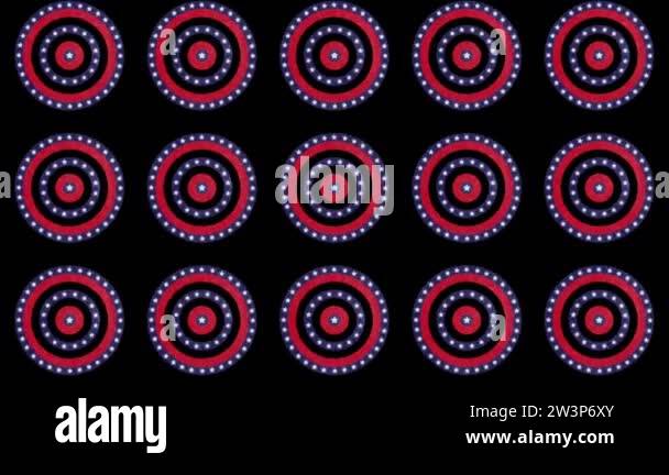 Animation of USA Circles Pack of 5 text on rows of circles spinning ...