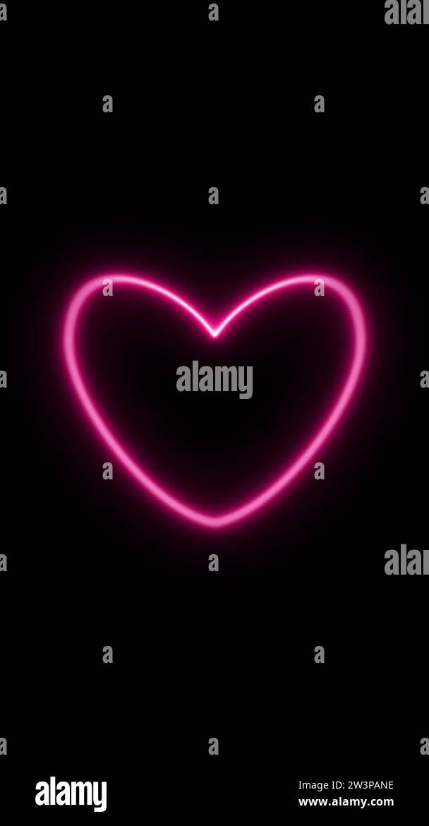 Pink love neon sign. Beating heart. Animation video footage. Looping ...