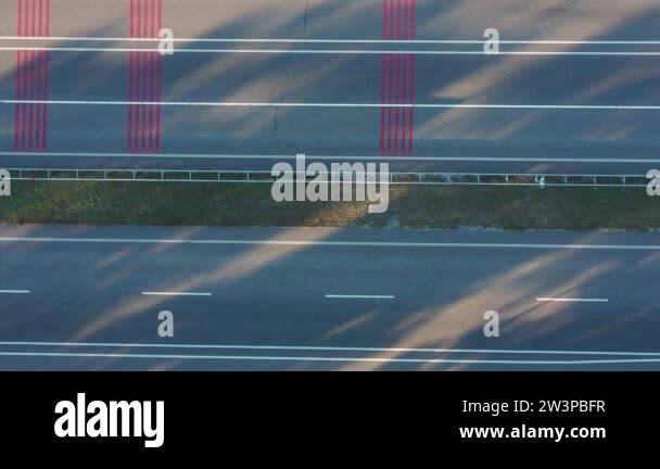 A section of the expressway with relief noise strips on the asphalt ...