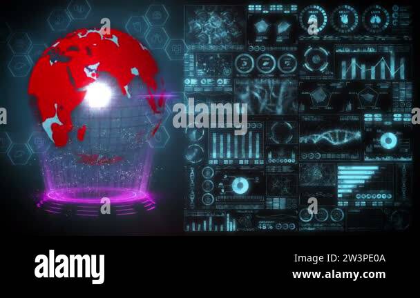 Pandemic of infection. Global earth with red dots of infection. Medical ...
