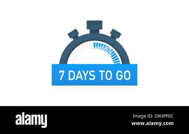 Seven days to go. Time icon. illustration on white background. Motion ...