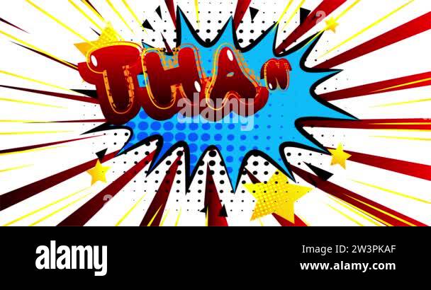 4k animated cartoon with Thank You comic book style text. Gratitude ...