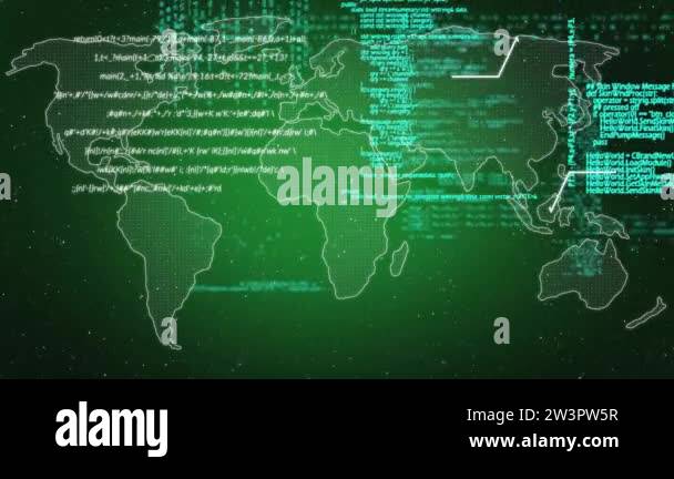 Animation of interface showing world map with data and information on ...