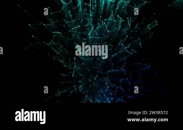 4k Rotating digital column with graph made of dot particles nodes Stock ...
