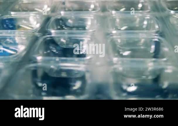 Plastic production, polymer recycling factory. Transparent plastic ...