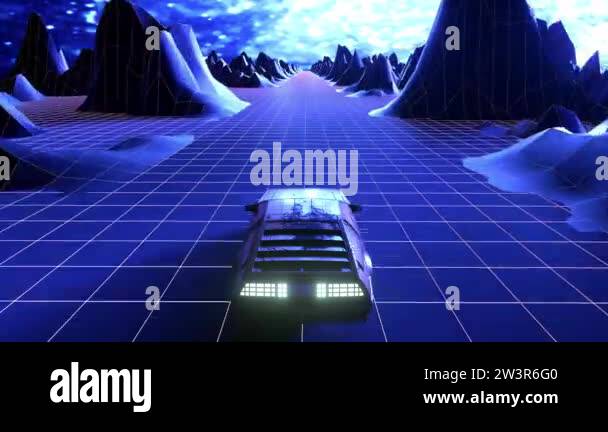 Retro Synthwave Night City Car VJ Loop Motion Background Stock Video ...