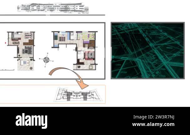 animation showing a Technical Drawing of floor design being drawn with ...