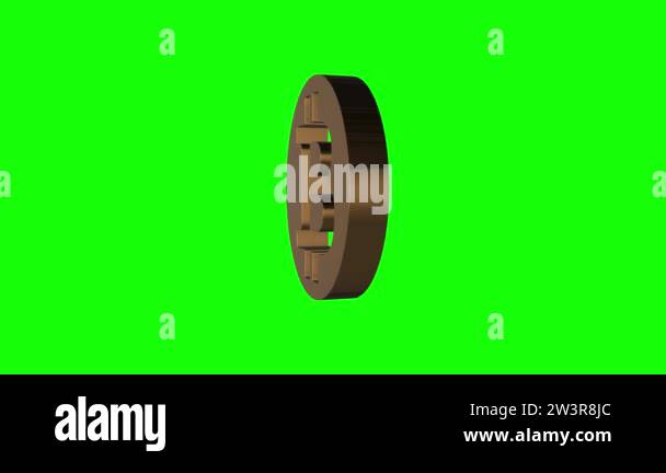 Seamless Looping Animation of 3D Gold Bitcoin Symbol Rotating in a 360 ...