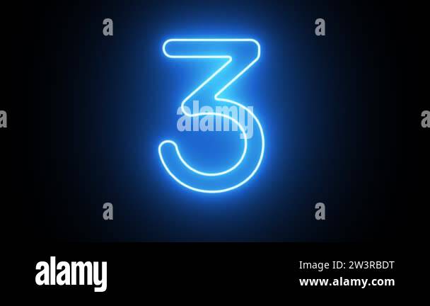 light animation . Neon blue, blinking and glowing numbers from 1 to 9 ...
