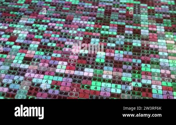 Abstract digital grid with symbols changing fast, seamless loop. Animation. Endless rows of ...