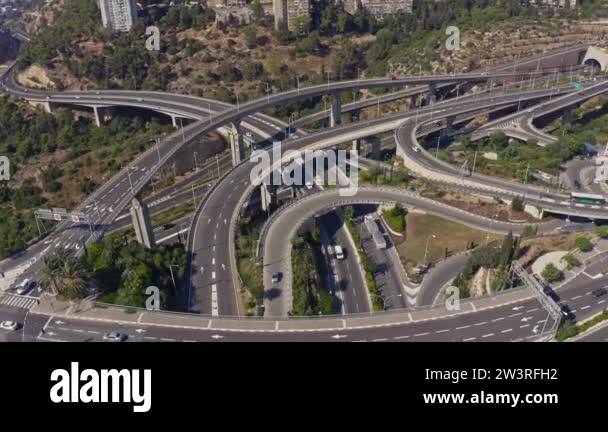 huge highway road interchange near the Haifa transportation underground ...