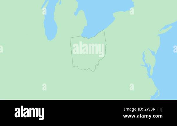 Map of Ohio with pin of country capital. Ohio Map with neighboring ...