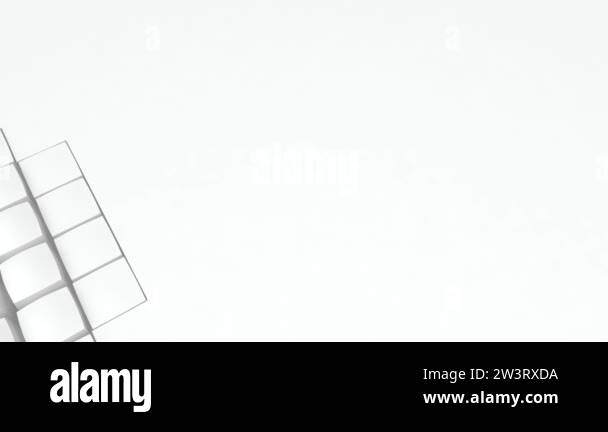 3D animation of an abstract white background that splits into cubes ...