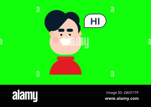 Animated boy face with hi dialogue box. Clip in high resolution with ...