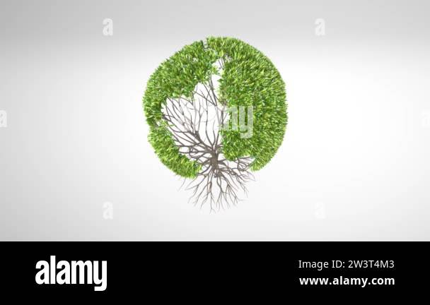 Growing tree, forming globe shape with leaves. Earth tree concept ...