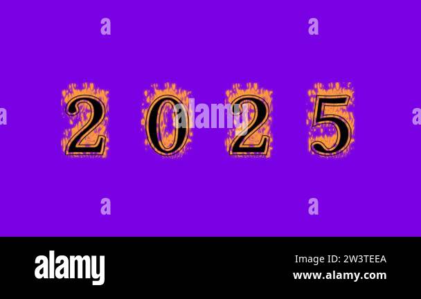 2025 fire text effect violet background. animated text effect with high ...