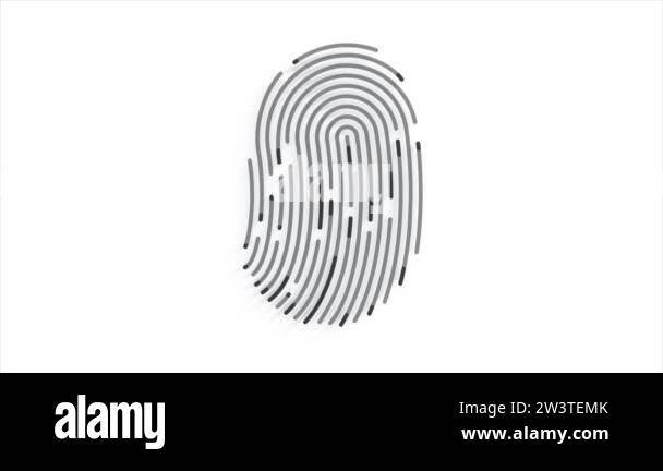Fingerprint scan icon animation on black background with alpha channel ...