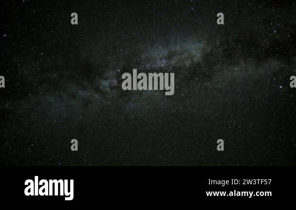 Milky way galaxy motion with falling blinking stars on night starry sky ...