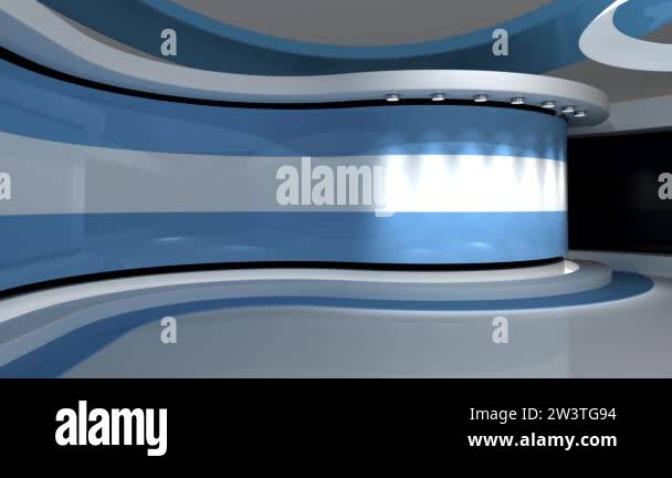 TV studio. Light blue background. Loop animation. News studio ...