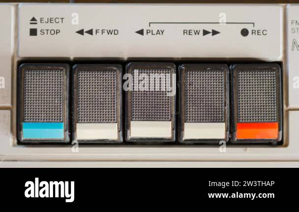 Pressing Play Button on a Retro Cassette Player Stock Video Footage - Alamy